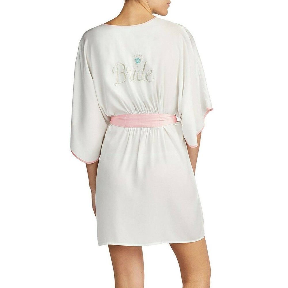 Betsey Johnson Cream White Satin Bridal Robe Kimono S… - Gem